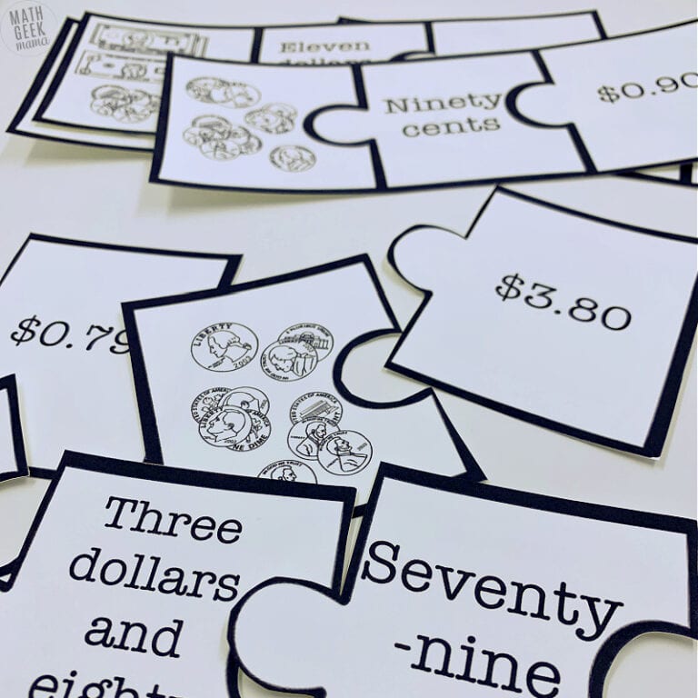 FREE Counting Money Puzzles Set | Math Geek Mama