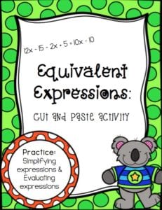 Simplify Expressions: Equivalent Expressions Activity {FREE}