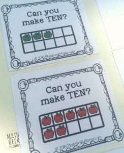 Apple Themed Ten Frame Games to Make Ten {FREE}