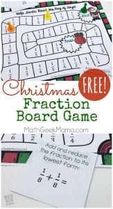 Christmas Themed Printable Fraction Game {FREE}