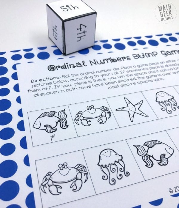 {FREE} Ordinal Numbers Game for Kindergarten-First Grade