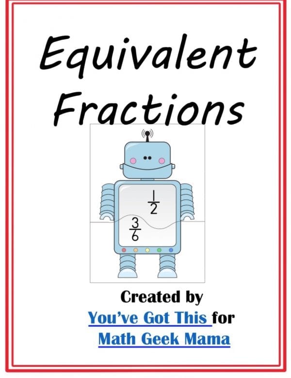Adorable Equivalent Fractions Robot Puzzles {FREE}
