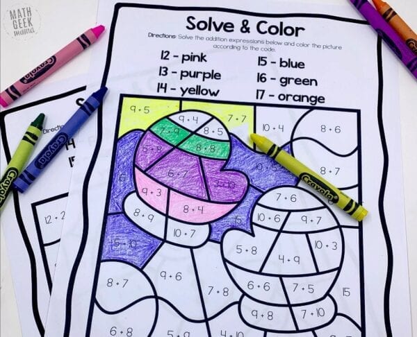 {FREE} Winter Solve & Color: Addition to 20 Practice