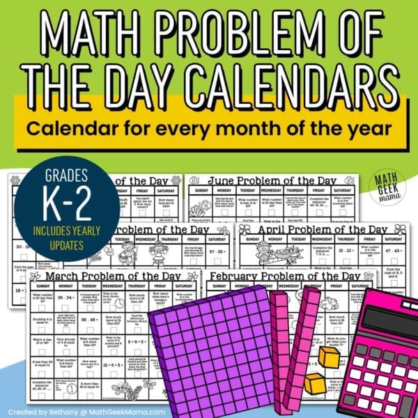 January 2026 Problem of the Day Calendars {FREE} | Math Geek Mama