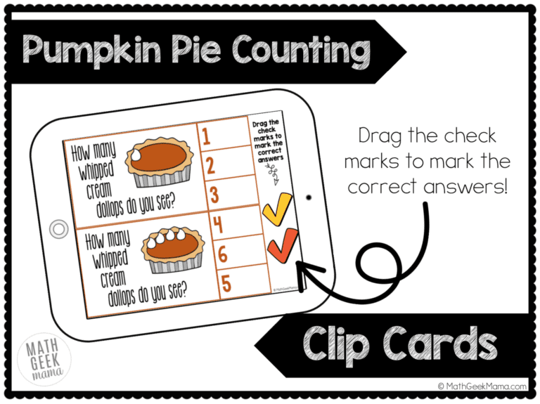 Pumpkin Pie Counting Cards | Printable + DIGITAL | Math Geek Mama