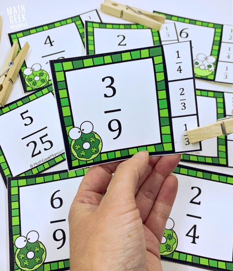 St. Patrick's Day Fractions: FREE Clip Cards | Math Geek Mama