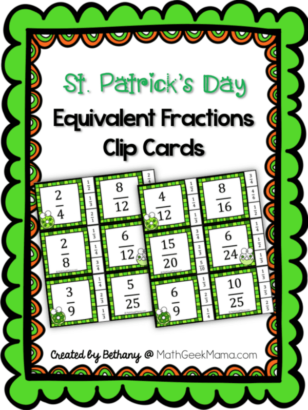St. Patrick's Day Fractions: FREE Clip Cards | Math Geek Mama