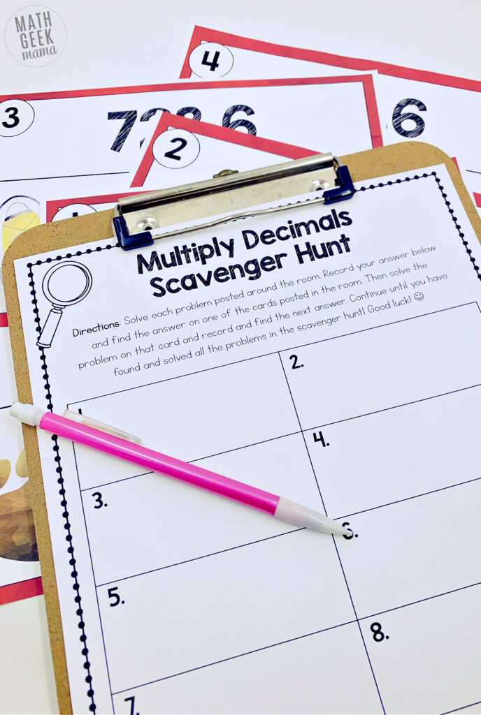 Multiply Decimals Classroom Scavenger Hunt {FREE} | Math Geek Mama