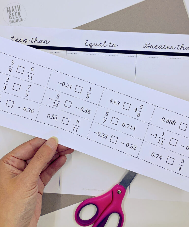 Compare Rational Numbers Sorting Challenge – Grades 7-8 | Math Geek Mama
