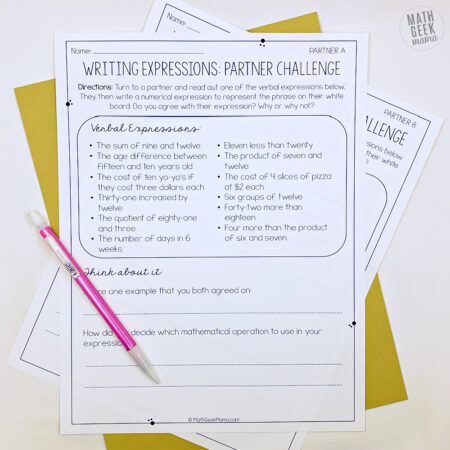 FREE Writing Expressions Activity: Partner Challenge – Grades 5-7 ...